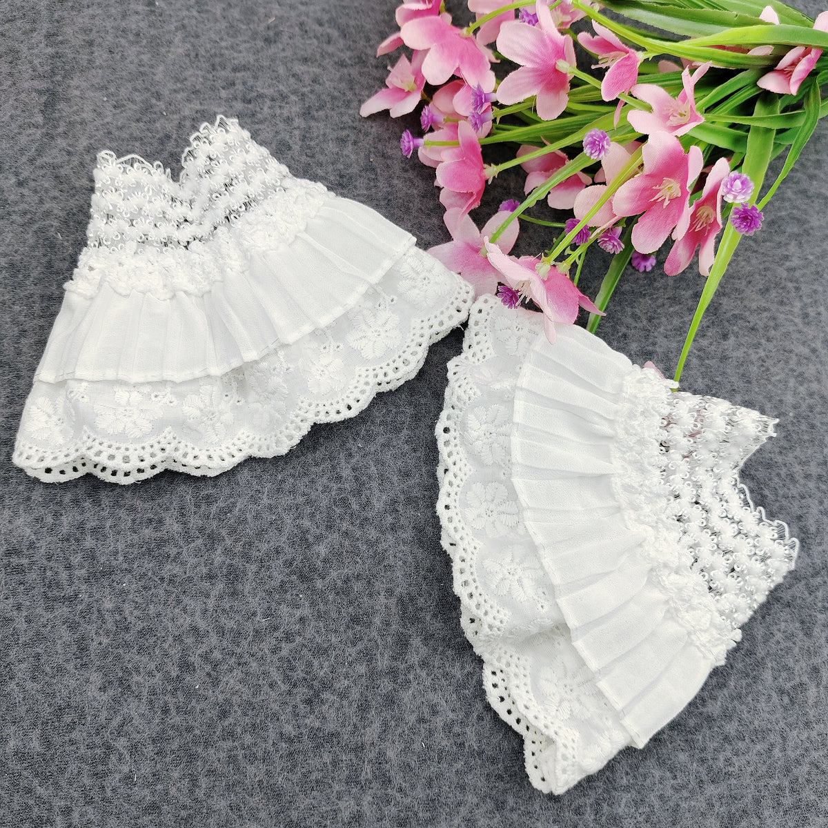 1 pair / Off White / Fake Lace Sleeve Cuffs, False Wrist Cuffs, Remova ...